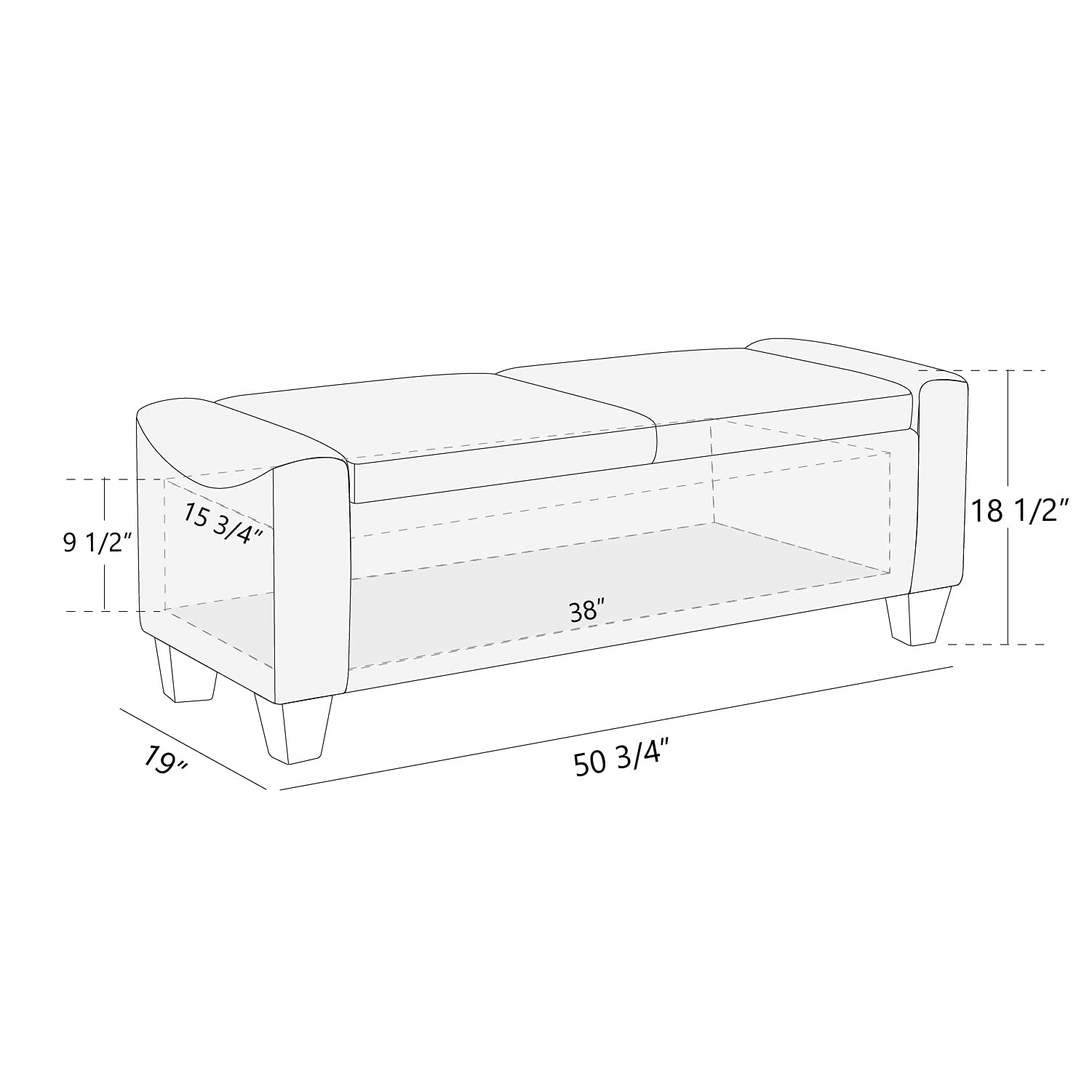 CHITA Storage Ottoman Bench, 51 Inch Long Large Oversized Ottoman Bed for Bedroom Living Room Hallway, Faux Leather in Saddle Brown