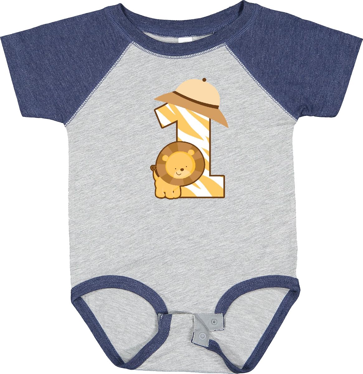 inktastic Safari 1st Birthday Jungle Animal 1 Year Old Baby Bodysuit 24 Months Heather and Navy 1b52d