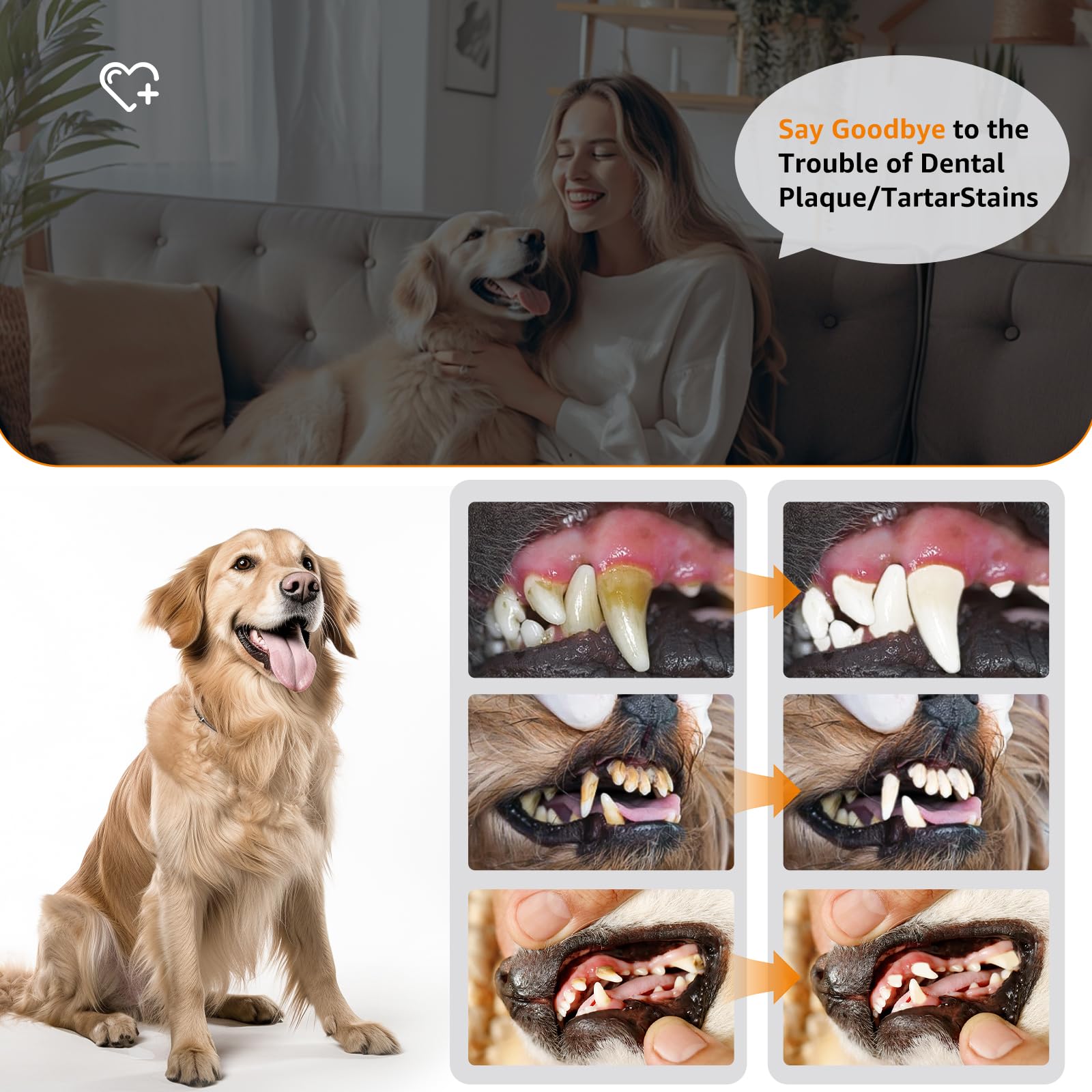 Plaque Tartar Remover for Teeth - Sonic Electric Dog Teeth Brushing Kit - Rechargeable Sonic Electric Dog Tooth Scraper & Cleaning Kit for Dog & Cat, Black