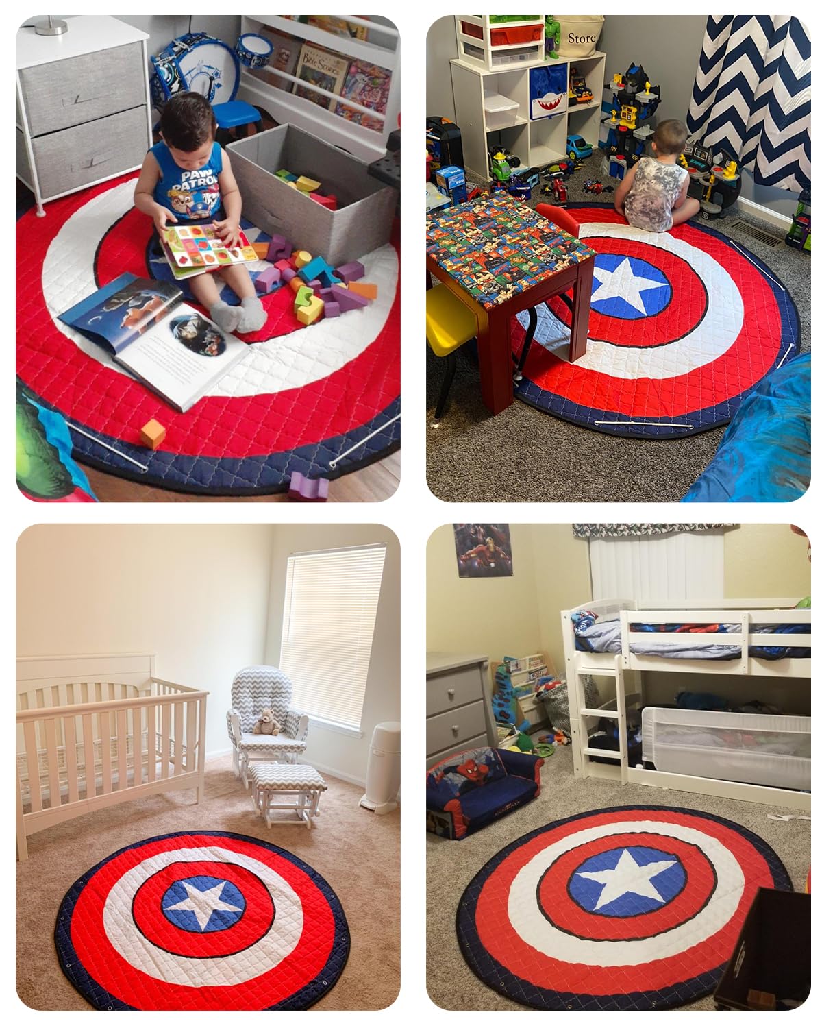 INCX Baby Play Mat Cute Children Rug/Mat Toy Storage Bag Organizer 58x58 Inch Captain America1