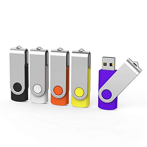 wellsenn 5 X 16 GB USB Flash Drive 16 gb Thumb Drive Memory Stick Swivel Keychain Design Mixcolor (16G5) (mixcolor5)
