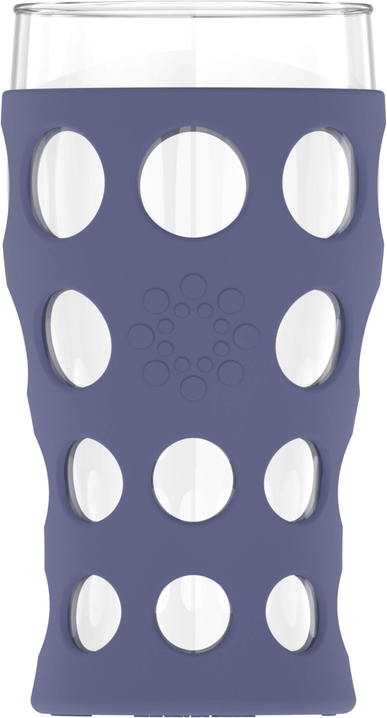 Lifefactory 20-Ounce BPA-Free Indoor/Outdoor Protective Silicone Sleeve Beverage Glass, 2-Pack, Dusty Purple