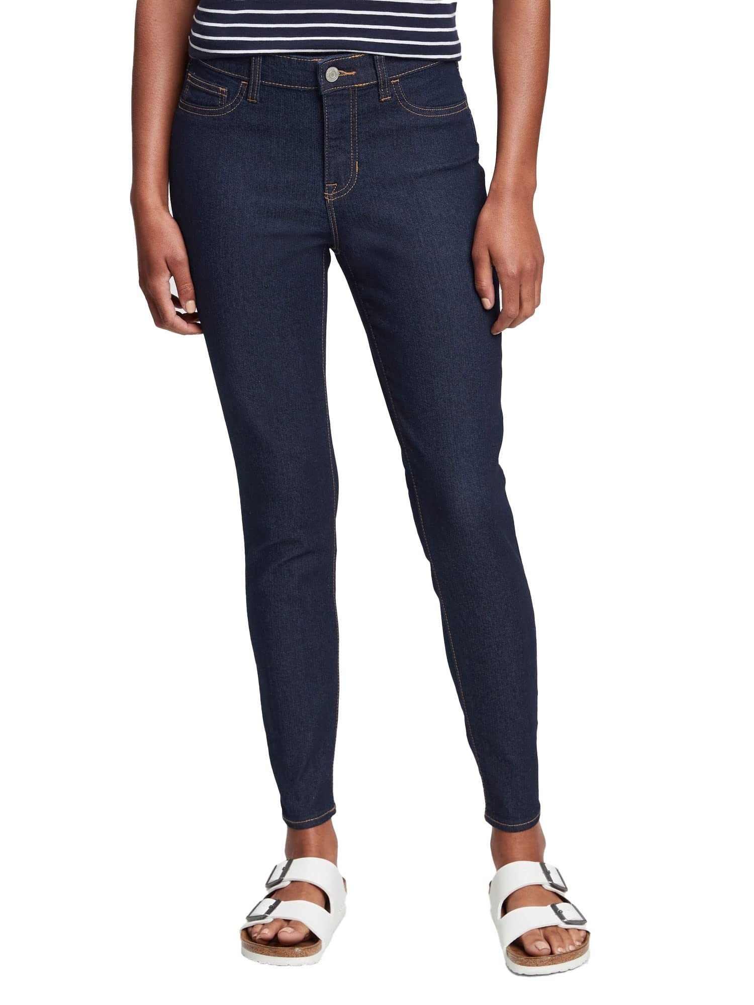 GAP Womens Mid Rise Favorite Jegging Jeans, Dark Rinse, 26 Short US