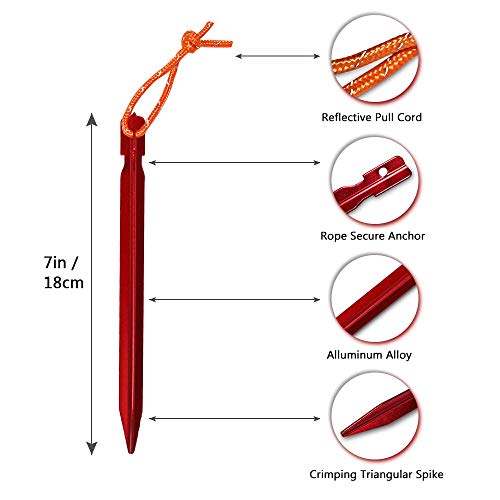 ACENILEN 6 Pack Reflective Guyline and 10 Pack Tent Stakes, Camping & Hiking Tent Accessories