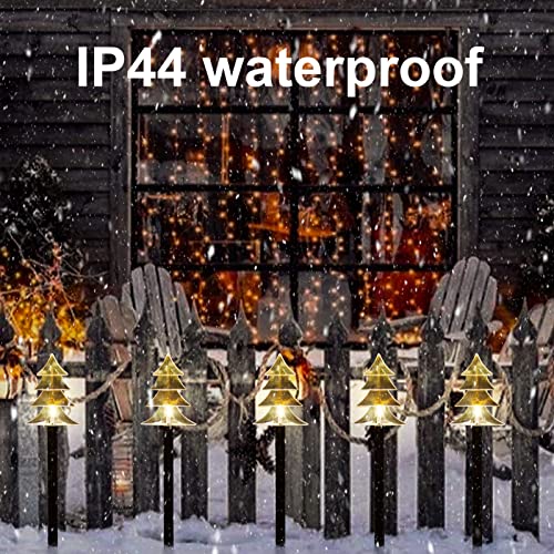 Christmas Solar Stake Lights, Set of 5 Waterproof Landscape Christmas Lights, Pathway Christmas Decorations, LED Lights for Yard Lawn Patio Walkway Decor (Tree)