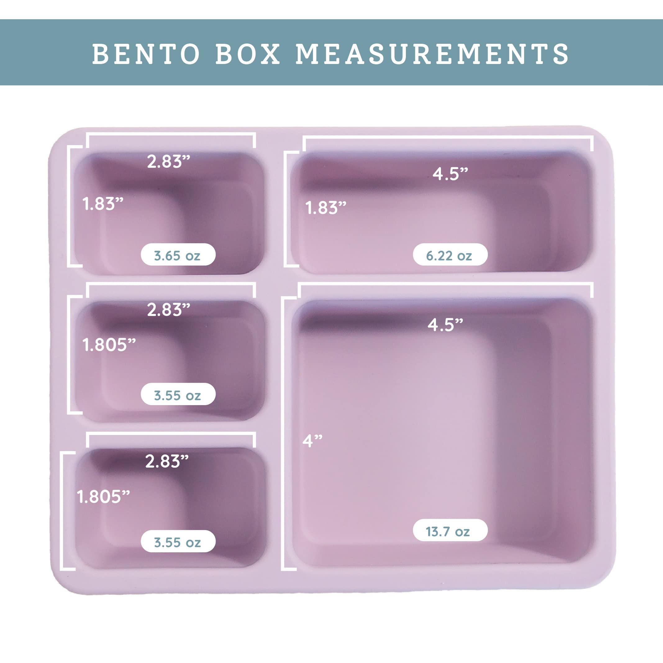 Austin Baby Co Leak-Proof Bento Lunch Box for Kids β Silicone Kids Lunch Container with 5 Leakproof Compartments β Food-Safe Materials, Sturdy, Dishwasher Safe, and BPA Free