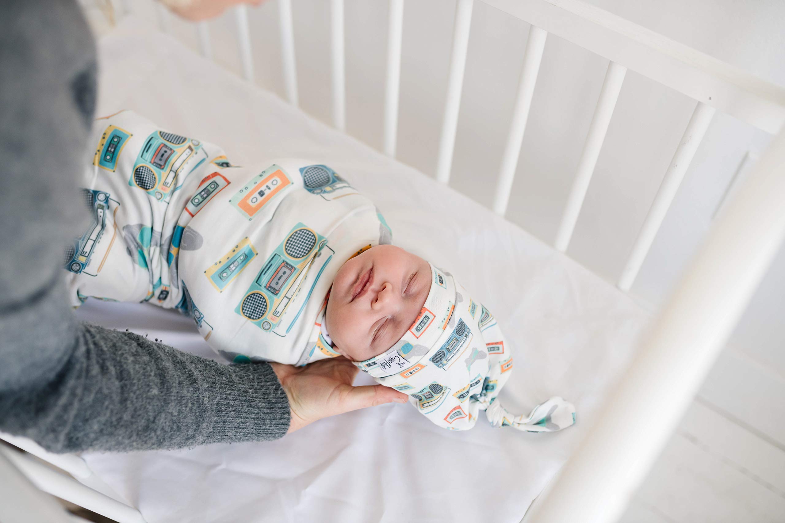 Large Premium Knit Baby Swaddle Receiving Blanket "Bruno" by Copper Pearl