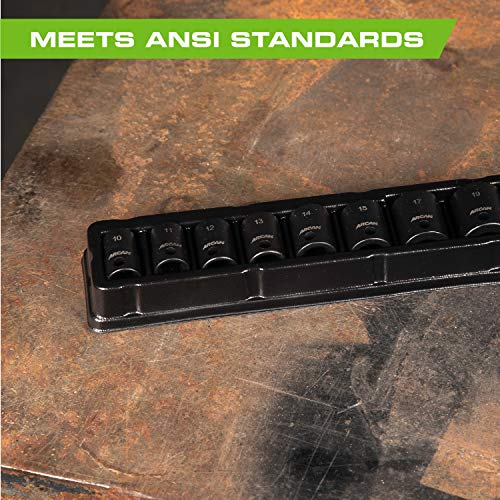 ARCAN PROFESSIONAL TOOLS 3/8 Inch Drive Impact Socket Set, Metric, 10mm - 19mm, Cr-V, 8-Piece (AS2388M)