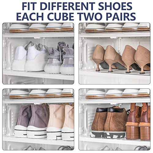 DAMAHOME Shoe Storage Cabinet Organizer - Foldable Shoe Rack for Entryway, Stackable Storage Organizer Cabinet with Doors and Shelves, Shoe Box for Closet, Hallway, Living Room, Large 10 Cubbies
