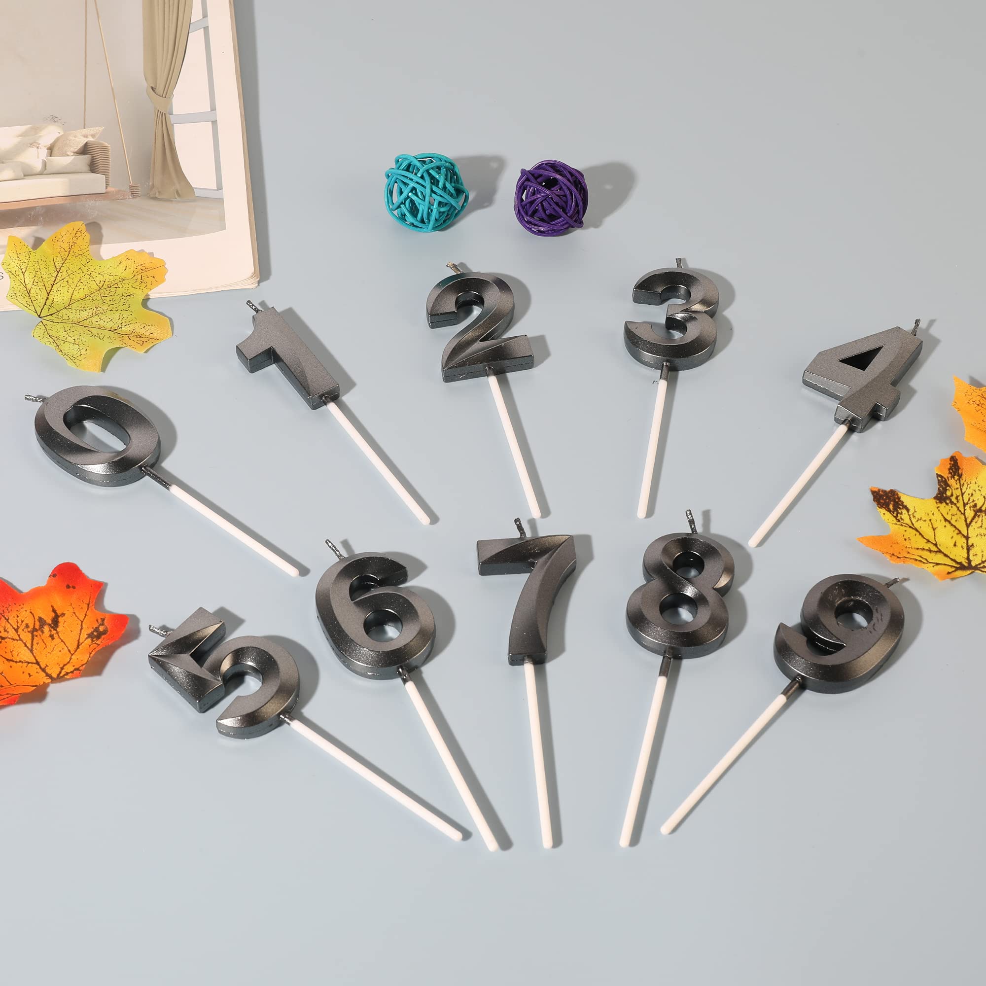 Black 15th & 51st Birthday Candles for Cakes, Number 15 51 Glitter Candle Cake Topper for Party Anniversary Wedding Celebration Decoration