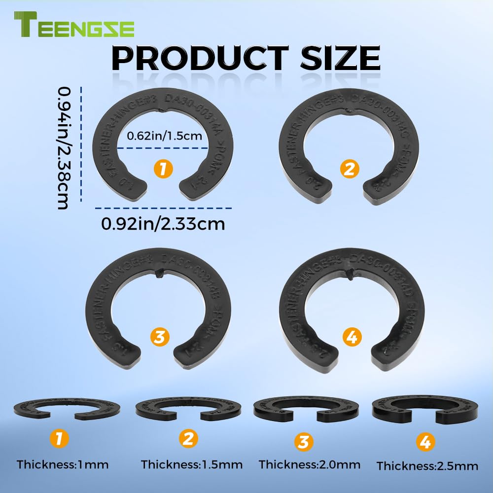 TEENGSE DA99-04158A Hinge Shim Kit, Refrigerator Door Height Adjustment Shim Kits, 4 Different Thickness Refrigerator Door Shim Replacement for DA60-00314C,3282540,PS6448337 DA99-04158A,AP5668209