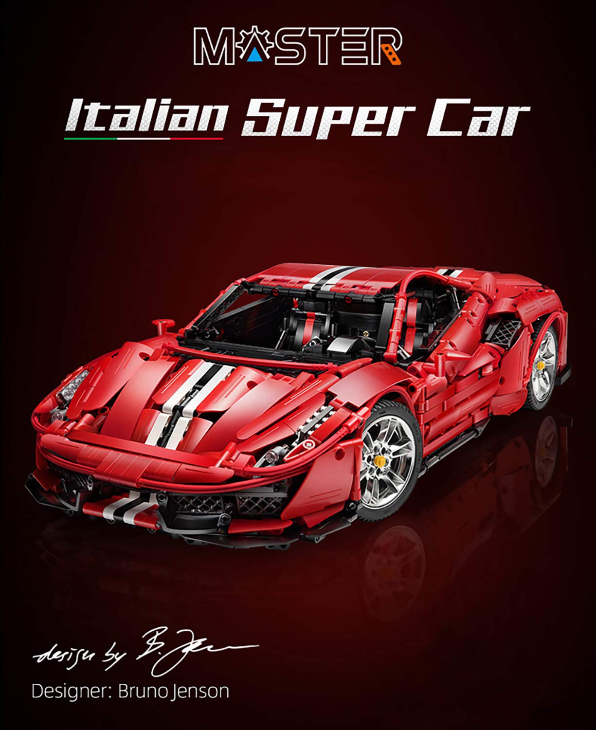 dOMOb Italian Super Car Building Kit – Innovative Stem Toys for 14+ Age Teens & Adults – Realistic Model 1:8 Simulated Build – Original MOC Design – 3236 Pieces or Blocks – for Hobbyist, Collector