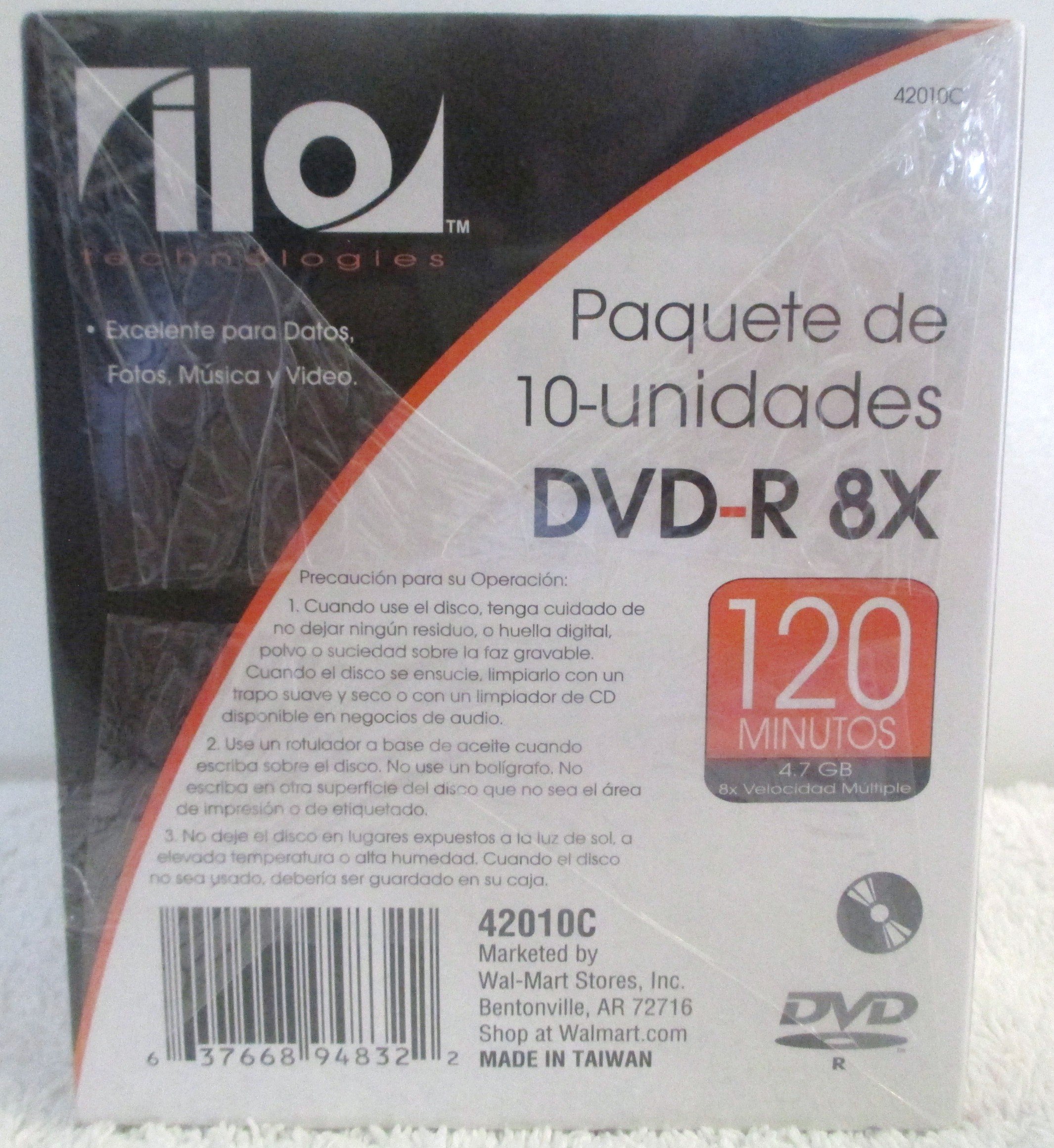DVD-R 8X ILO Technologies 10 Pack 120 min 4.7 GB 8 Multispeed For Data , Photos , Music and Video