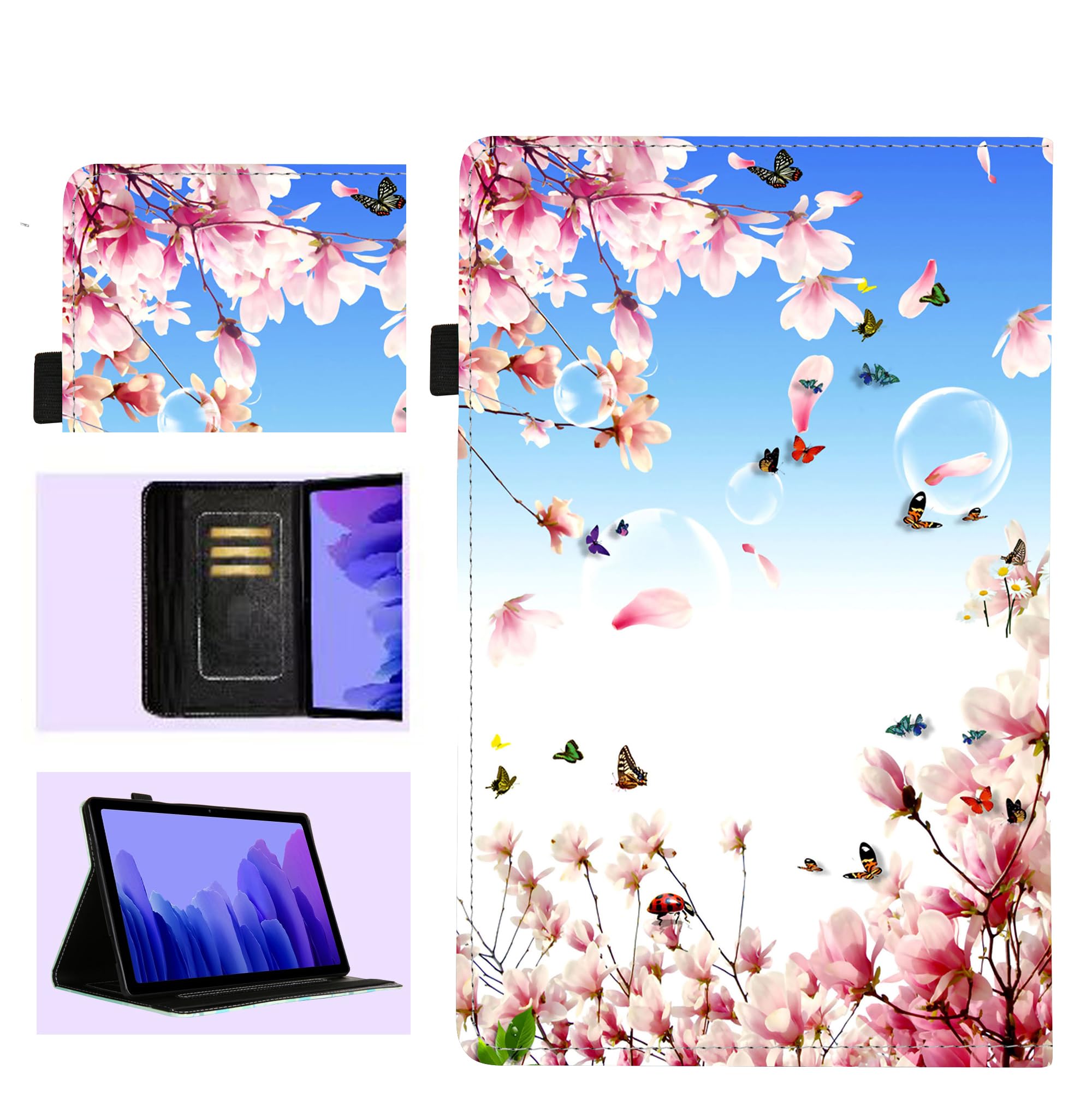 Case for 6" All-New Kindle 11th Generation 2022 Release (Model No.C2V2L3), PU Leather Flip Case Cover with Smart Auto Wake/Sleep and Card Slots for Kindle 2022 11th Gen E-Reader.(Butterfly in Flowers)