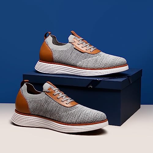 Bruno Marc Men's Mesh Dress Sneakers Casual Business Oxfords Comfortable Shoes, Grey, Size 9.5, SBOX2317M