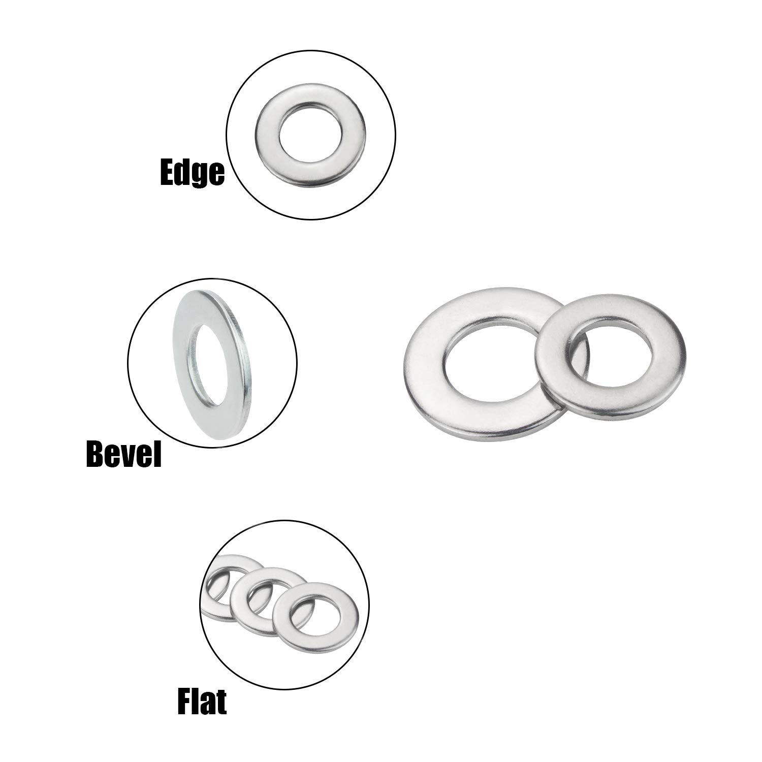 DYWISHKEY 700 Pieces 9 Sizes Stainless Steel Flat Washers Assortment Kit (M2 M2.5 M3 M4 M5 M6 M8 M10 M12)