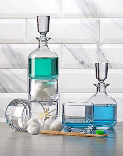 Godinger Stackable Whiskey Decanter and Whisky Glasses 3 pc set, for Liquor Scotch Bourbon or Wine