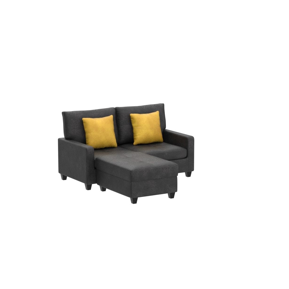 Flesser Loveseat Sofa Small Sectional Couch with Storage Modular Couch Love Seat with Ottoman for Small Spaces Velvet Convertible Bedroom Couch in Dark Grey
