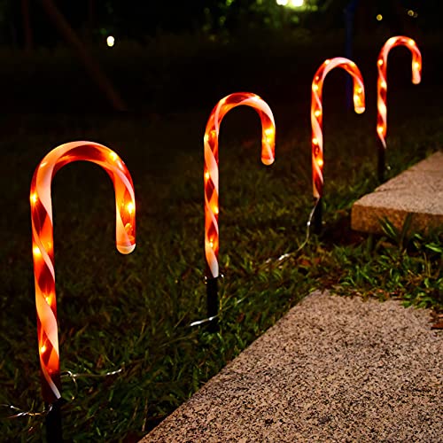 Christmas Candy Cane Lights,Solar Christmas Light， Christmas Candy Cane Garden Lights，Christmas Yard Decorations， Christmas Decorations for Home New Year Ornaments， 1pcs