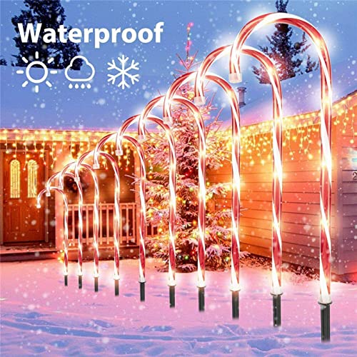 Christmas Candy Cane Lights,Solar Christmas Candy Cane Light, Outdoor Waterproof Christmas Day Light, LED Home Garden Passage Courtyard Lawn Decoration Light,2pcs
