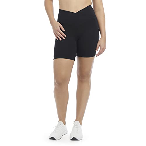 Danskin Women's 2 Pack Bike Shorts 7" and 9", Black/Black, Large