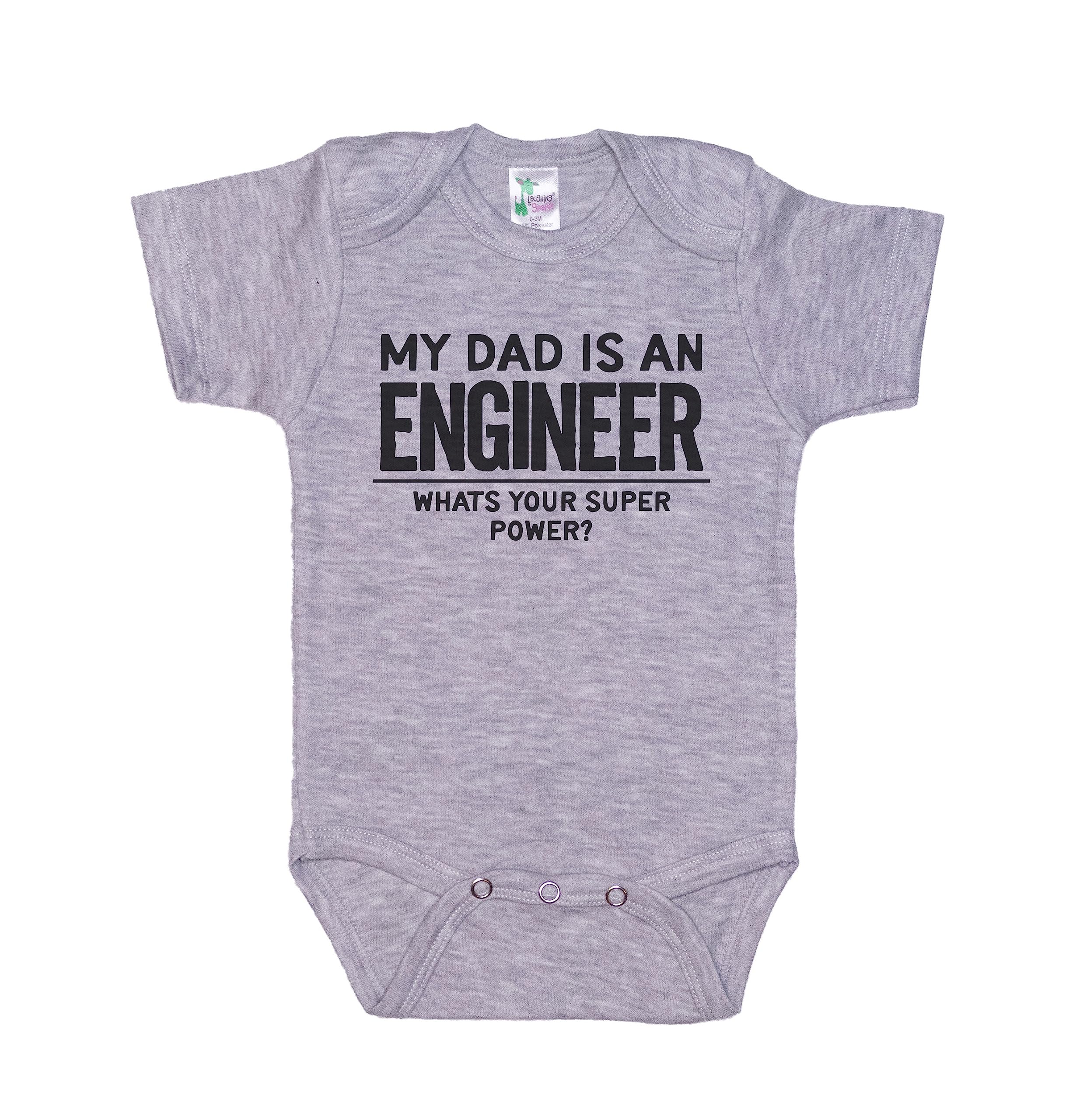 My Dad Is An Engineer/Funny Baby Onesie/Newborn Bodysuit (18-24M, GREY SS(BLACK TEXT))
