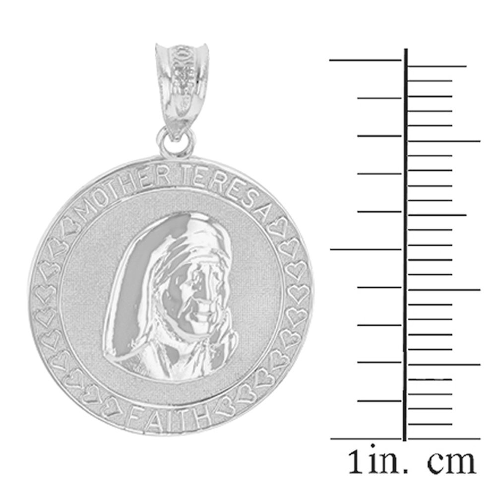 925 Sterling Silver Mother Teresa Of Calcutta Religious Medal Charm Pendant