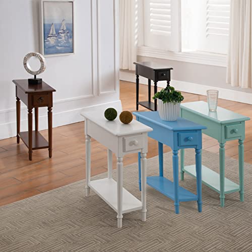 Coastal 10 in. Solid Wood Narrow Side Table with Drawer and Shelf, Pecan Brown β Leick Home, 20017-PC