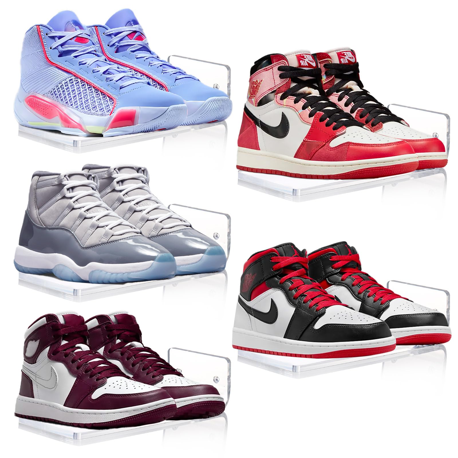 BEZONO Shoe Floating Display Shelves Wall Mount Set of 5 - Sturdy Acrylic Levitating Sneakers Shelves - Easy to Install, Display Your Top Shoes…