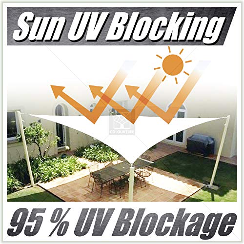 Colourtree 10' x 16' Beige Sun Shade Sail Rectangle Canopy Fabric Cloth Screen, Water Permeable & UV Resistant, Heavy Duty, Carport Patio Outdoor - (We Customize Size)