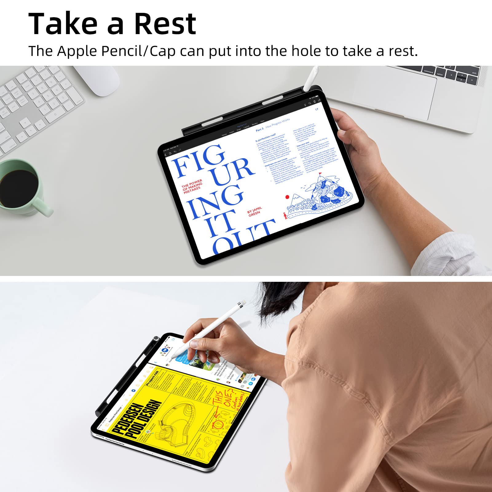 JUQITECH Pencil Holder for Apple Pencil Holder Compatible with Magic Keyboard, Smart Keyboard Folio, Smart Folio and Other Magnetic Cases, Slot Case for Apple Pencil 1st/2nd Generation (Black)