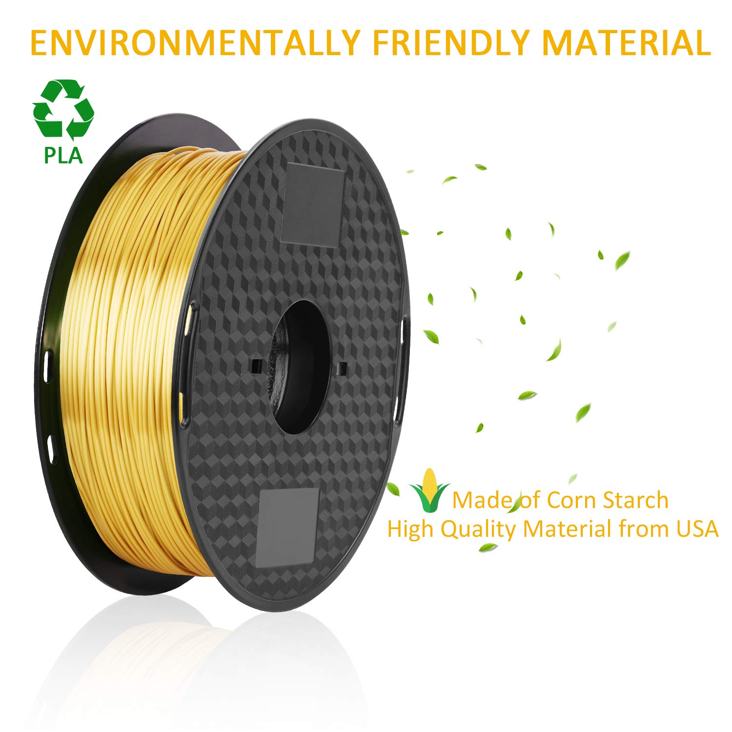 Silk Gold PLA Filament 1.75mm, MCHYI Silk Shiny 3D Printer Filament, 1kg 1 Spool