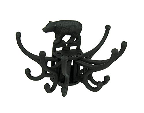 Black Cast Iron Rustic Bear Pivoting Wall Hook