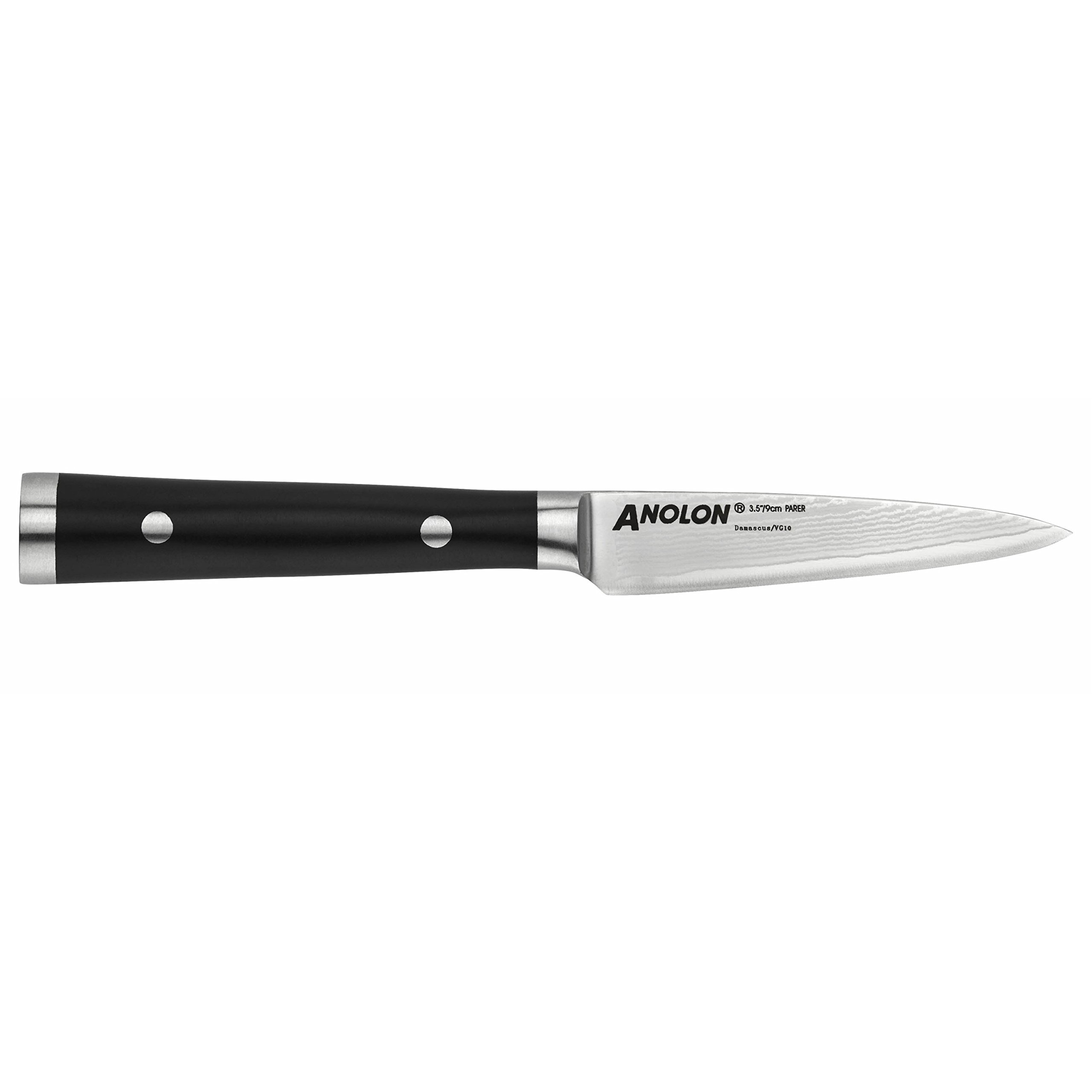 Anolon ImperionDamascus Steel Cutlery Knife Block Set, 5-Piece, Black