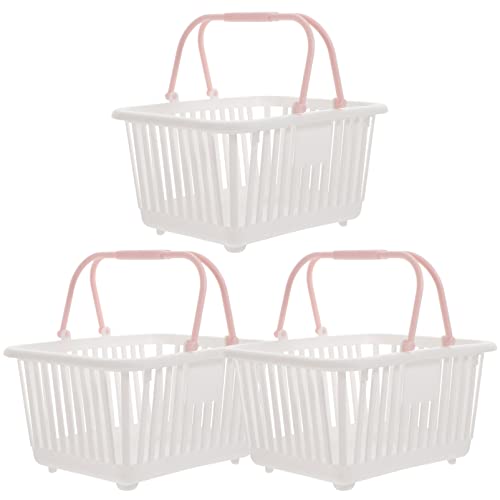 jojofuny 12pcs Desk Classroom for Organizer Handles Kids Plastic Snacks Sundries White Favors Party Desktop Office Pretend Baskets Small with Tote Compact Handle Grocery Portable