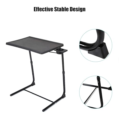 Adjustable TV Tray Table with Cup Holder - 20.4 x 15.7 inch TV Dinner Tray on Bed & Sofa, Large Size Comfortable Folding Table, Laptop Table for Couch with 6 Height & 3 Tilt Angle Adjustments(2 Pack)