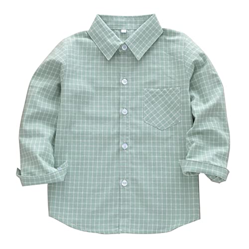 Boys Flannel Shirts Toddler Boy Button Up Shirt Boys Long Sleeve Shirts Kids Buffalo Plaid Shirts Green Boys Shirt 5T
