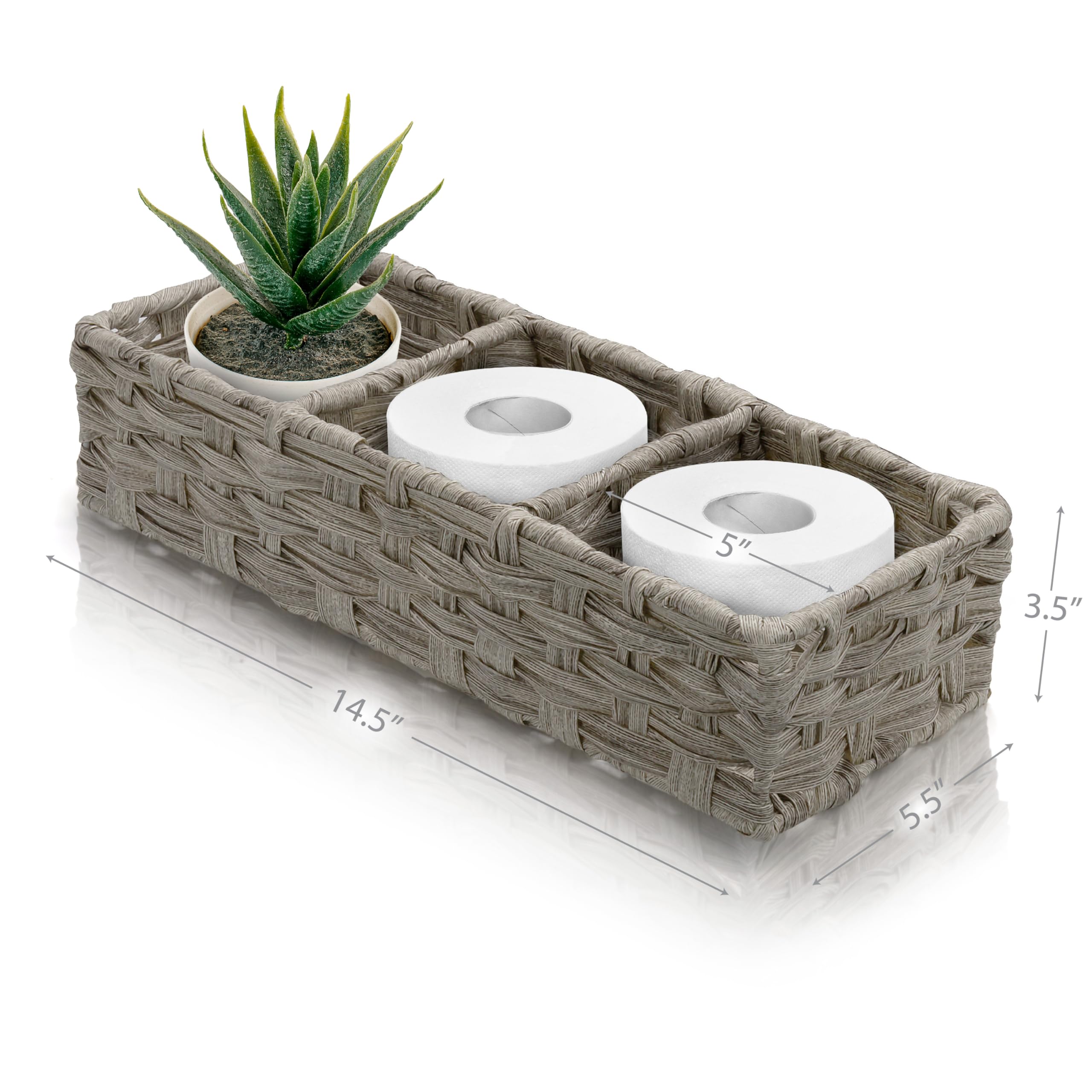 BROOKSTONE, [2 PACK SET] Wicker Storage Basket, Boho Organization and Storage Container, Decorative Shelf Bin, Over the Toilet Paper Reserve, Suitable for Any Home Décor Style