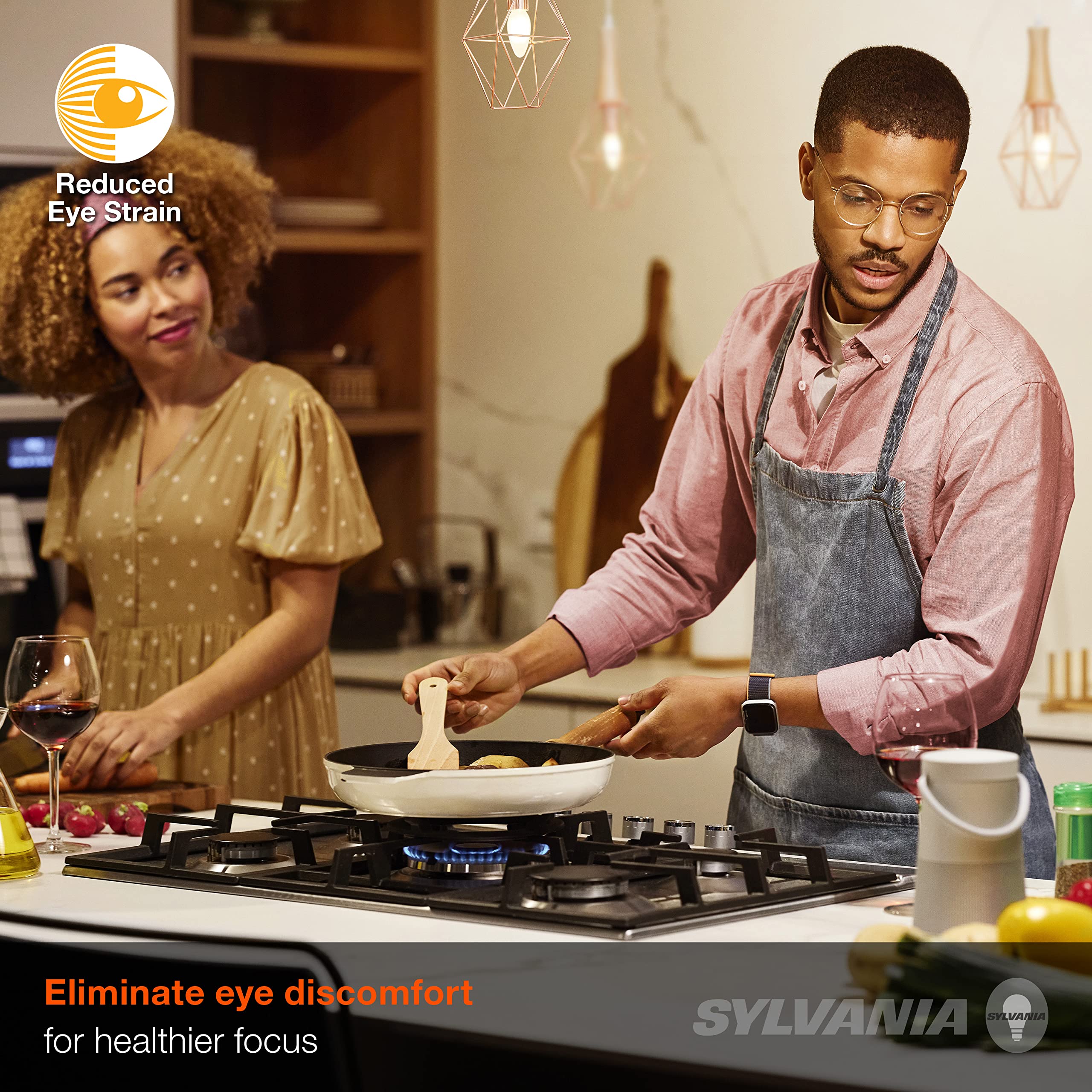 Sylvania Reduced Eye Strain B10 LED Light Bulb, 60W = 5.5W, Candelabra Base, 13 Year, Dimmable, Clear, 2700K, Soft White - 12 Pack (41225)