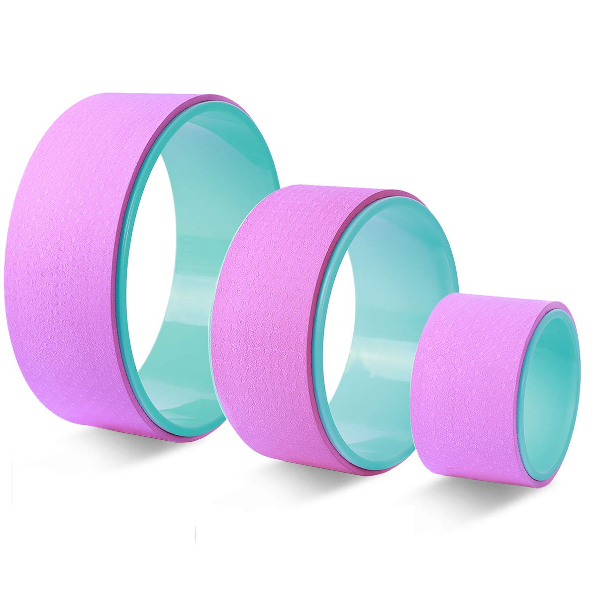 ADKINC Yoga Wheel Set 3 Pack, ABS Yoga Wheel for Stretching, TPE Non-Slip Yoga Wheel Back Wheel for Ain Relief Back Pain and Improving Backbends Flexibility Training