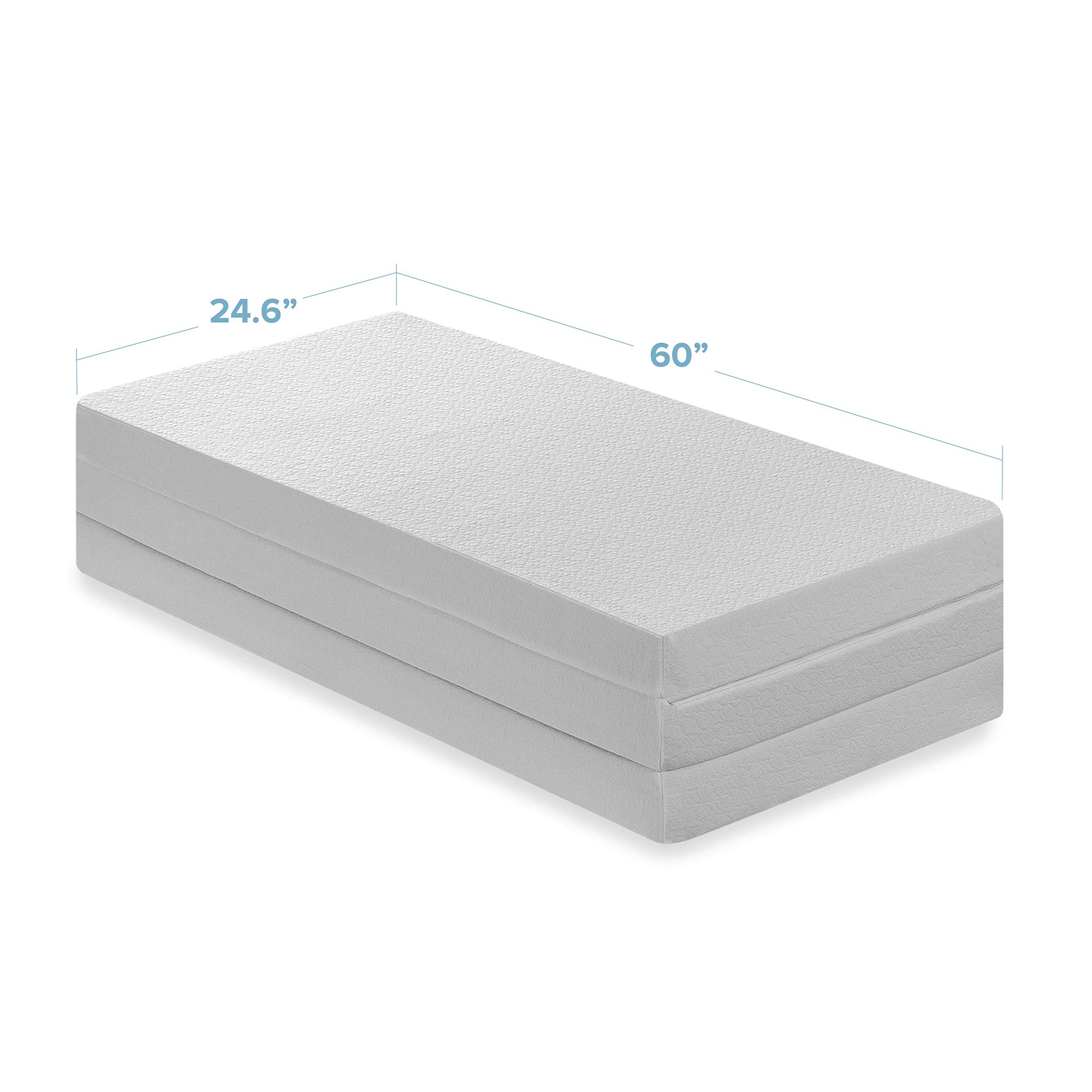 Best Price Mattress 4 Inch Trifold Memory Foam Mattress Topper with Cover, CertiPUR-US Certified, Short Queen