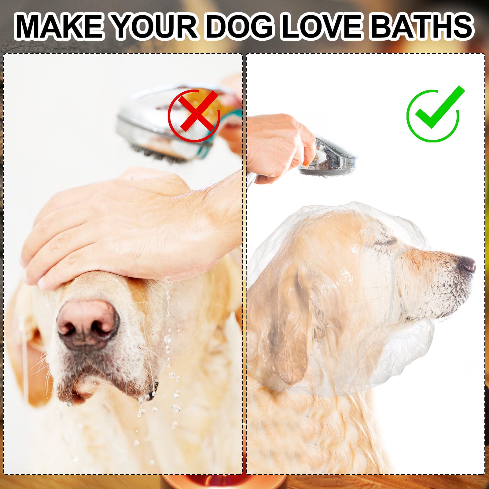 Weewooday 32 Pieces Disposable Pet Shower Caps Plastic Dog Ear Covers for Bathing Dogs Ear Drops Cap Guard Transparent Overhanging Ears Protection for Puppy Kitten Small Pets Bath Shower Rain Water