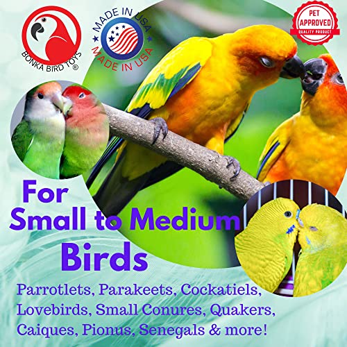 Bonka Bird Toys 3848 Duo Boxy Cube Small Medium Bird Toy Natural Palm Box Crunch Bamboo Treat Traps Forage Chew Cockatiel Parakeet Conure African Grey