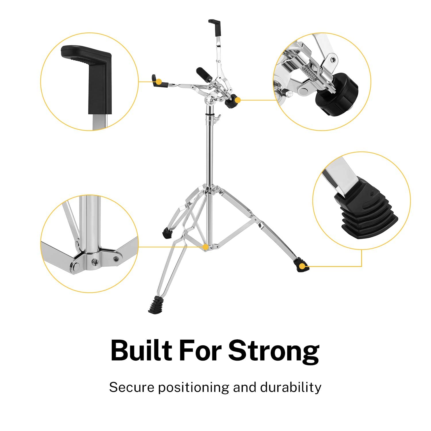 Donner Snare Drum Stand, Adjustable Snare Stand Double Braced Extended with Drum Stick Holder Fit 10''-14'' Dia Drums, Drum Pads, Height Range 26-40 Inches