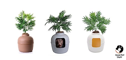 Good Pet Stuff, The Original Hidden Litter Box, Artificial Plants & Enclosed Cat Planter Litter Box, Vented & Odor Filter, Easy to Clean, Mocha Brown