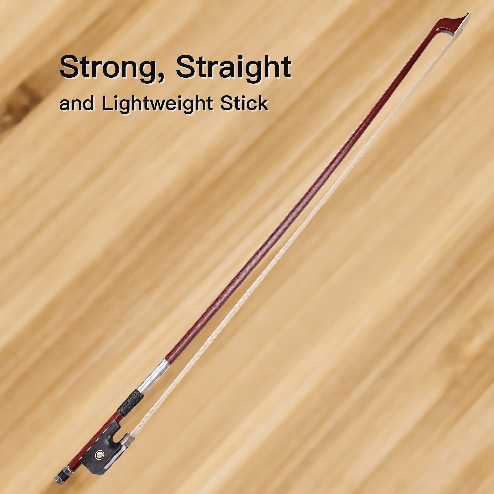 ADM 4/4 Full Size Student Cello Bow, Well Balanced Handmade Brazilwood Classic Cellos Bow Light Weight with Horsehair, Ebony Frog for Beginners