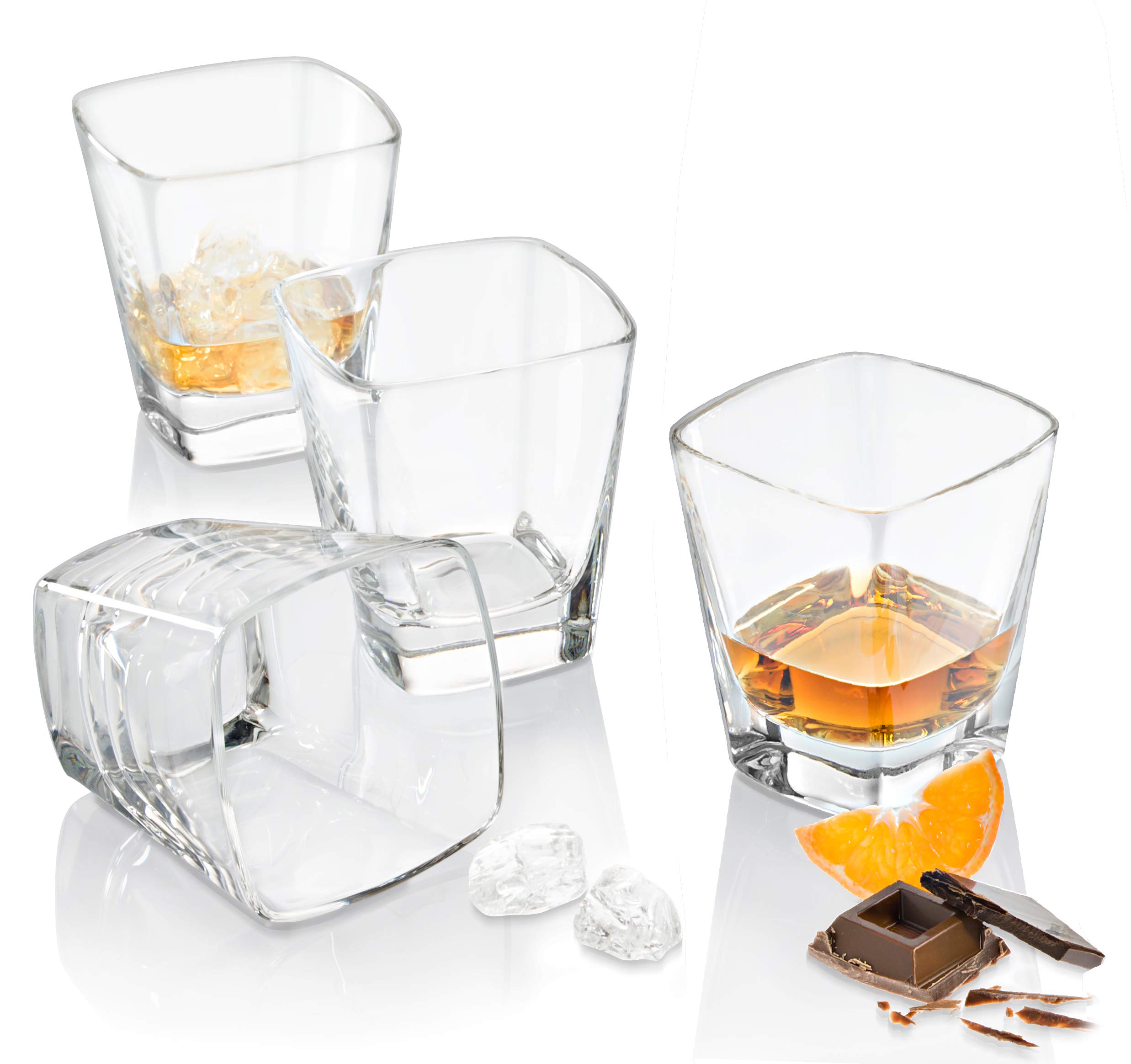 Barski - European Glass - Square - Double Old Fashioned Tumbler Glasses - Uniquely Designed - Set of 6-11 oz. - Made in Europe