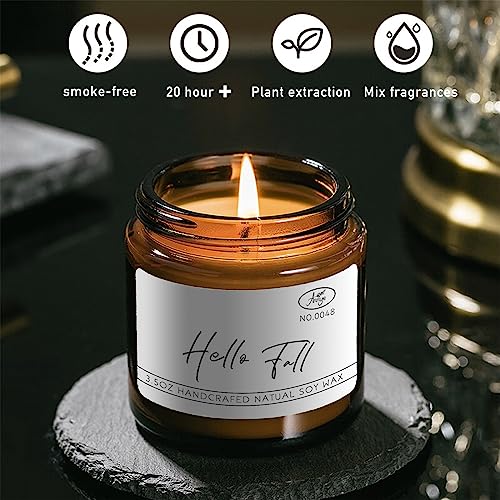 Hello Fall/Pumpkin Spice Scented Candles, Annye Handmade Soy Candle for Home Scented, as Autumn/Birthday/Relaxation Gifts for Women/Men