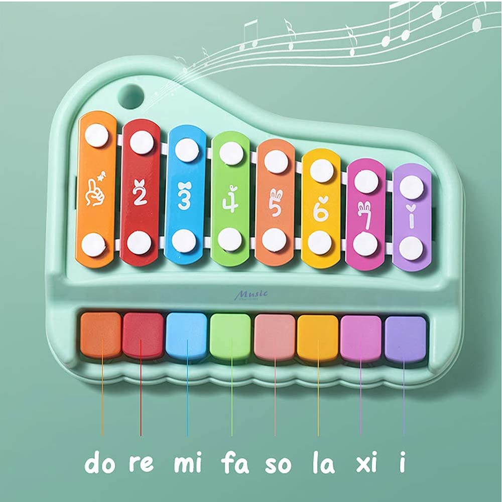 Cidupe Kids Piano Xylophone Musical Instruments Toys - 2 in 1 Percussion Instruments for Baby Preschool Educational with 8 Multicolor Key Scales Toy