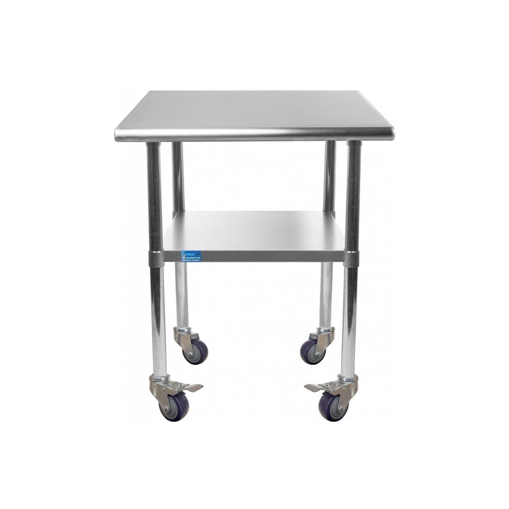 AmGood 18" Long x 18" Deep Stainless Steel Table with Casters